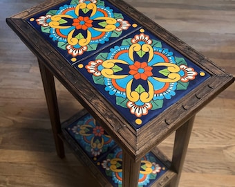 Talavera Mexican Tile End Table - Etsy