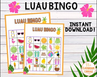 Luau Bingo Hawaiian Bingo Hawaii Bingo Tropical Bingo Luau - Etsy