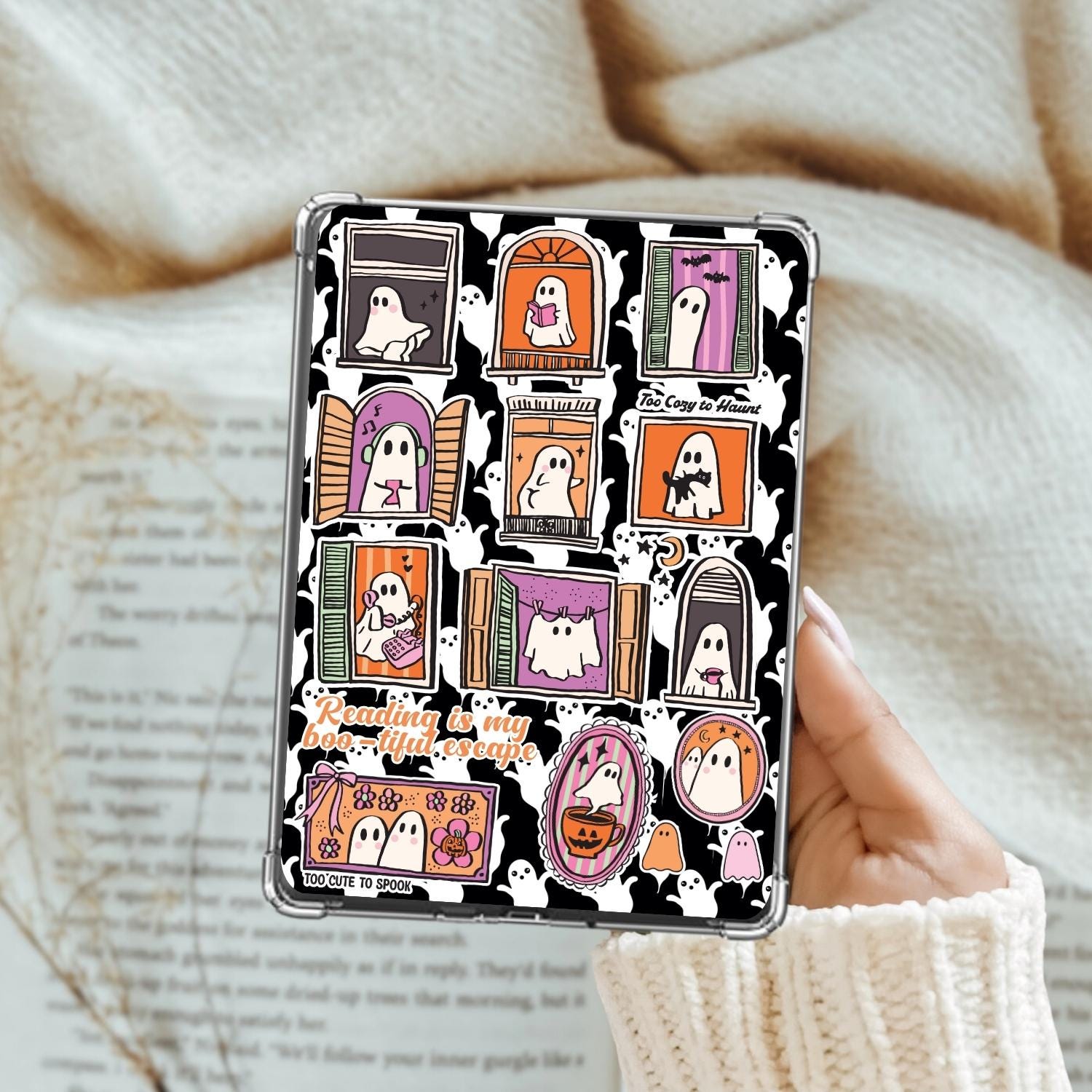 Ghost Kindle Insert Printed | Cute Spooky Fall Decor for E-readers ...