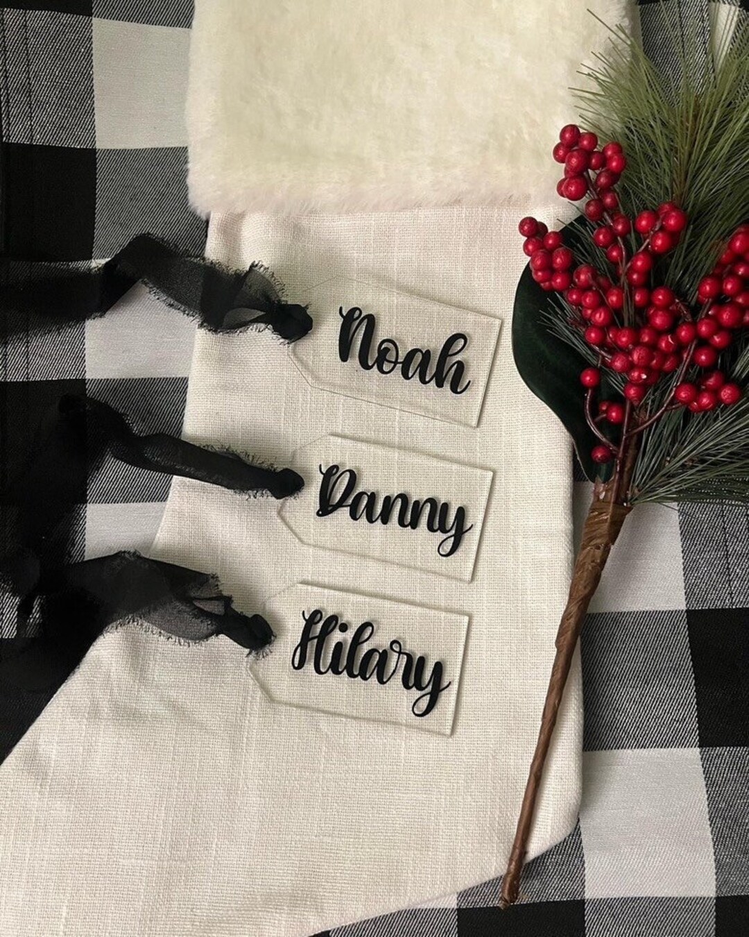 Personalized Acrylic Stocking Tag | Clear Name Tag | Custom Stocking ...