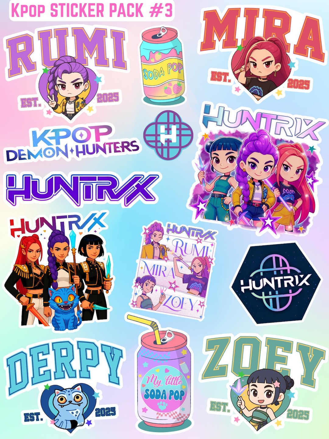 K-pop Demon Hunters Sticker Sheet • 4x6 Glossy Waterproof Stickers ...