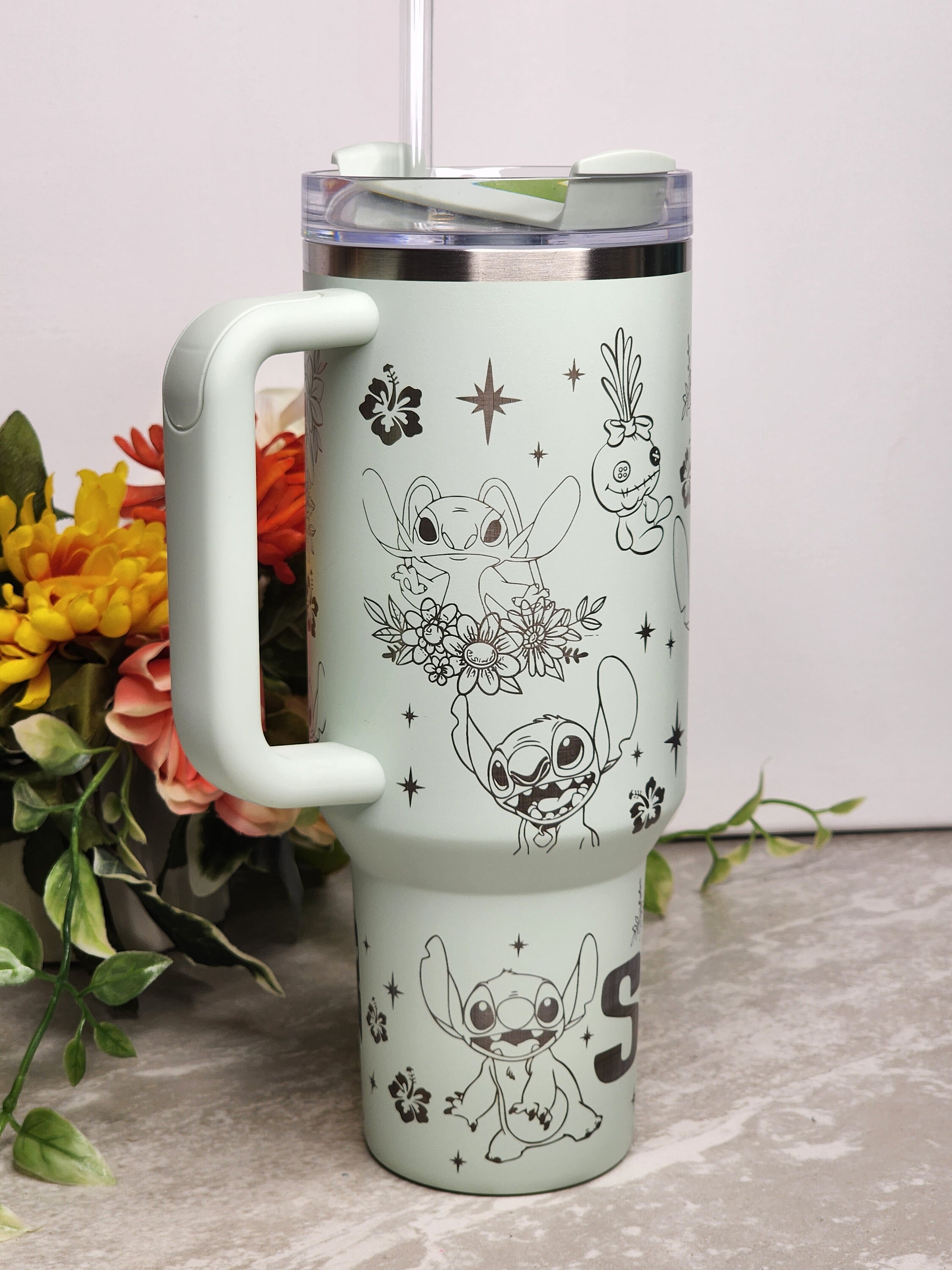 40oz Disney Lelo and Stitch Laser Engraved Authentic Stanley Quencher ...