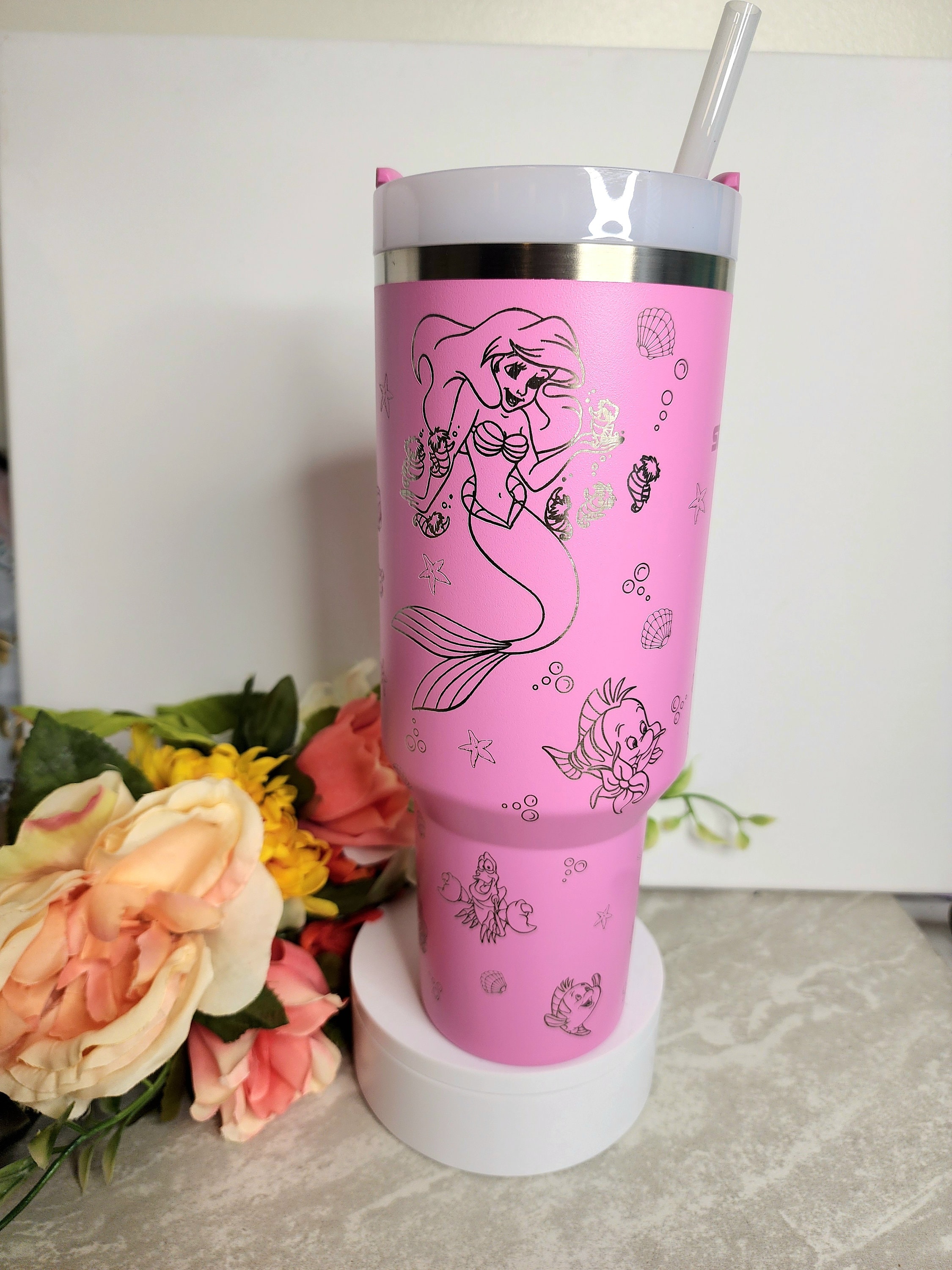 40oz Disney Little Mermaid Laser Engraved Authentic Stanley Quencher H2 ...