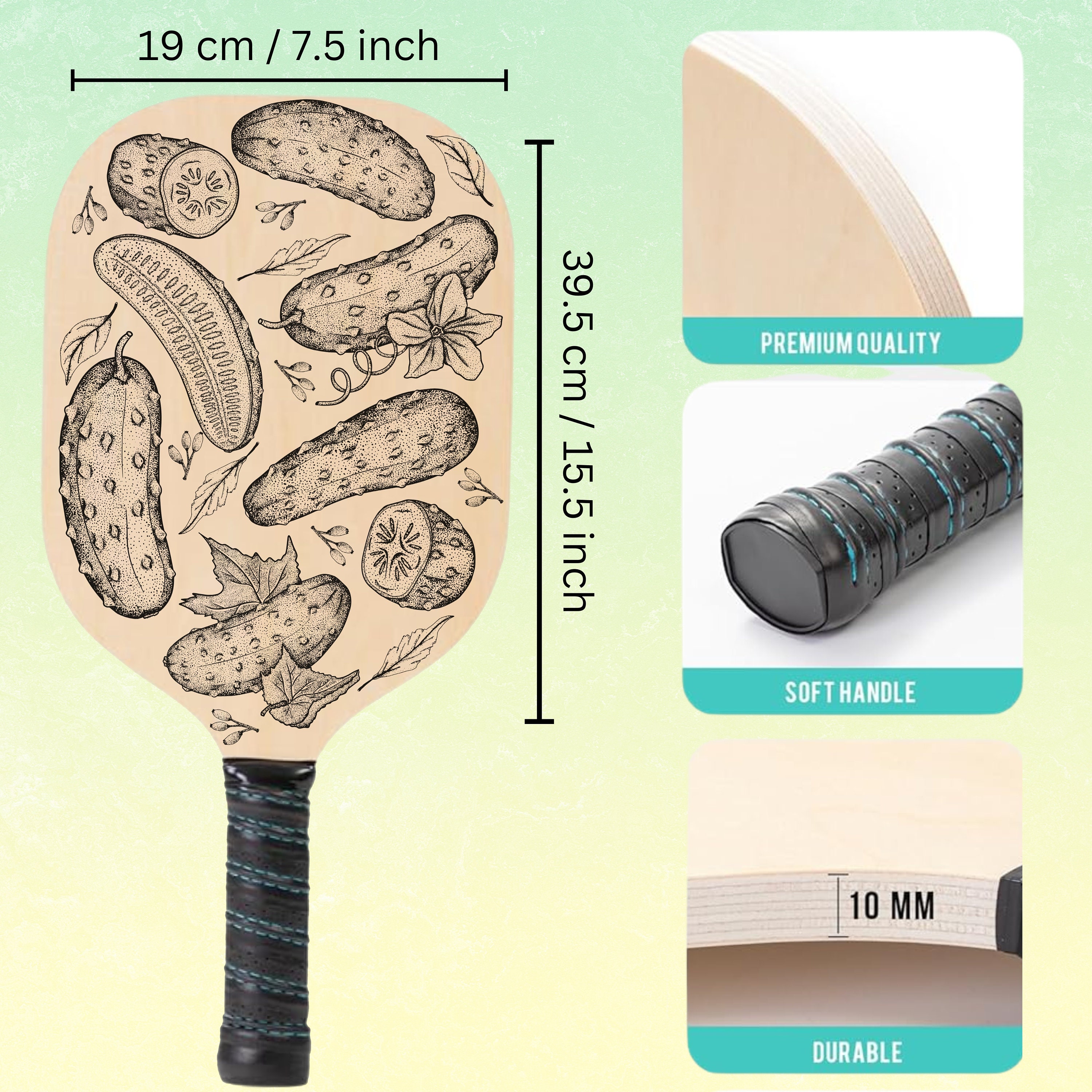 Laser Engraved Wooden Pickleball Paddles 2 Piece Set Pickle Pattern ...