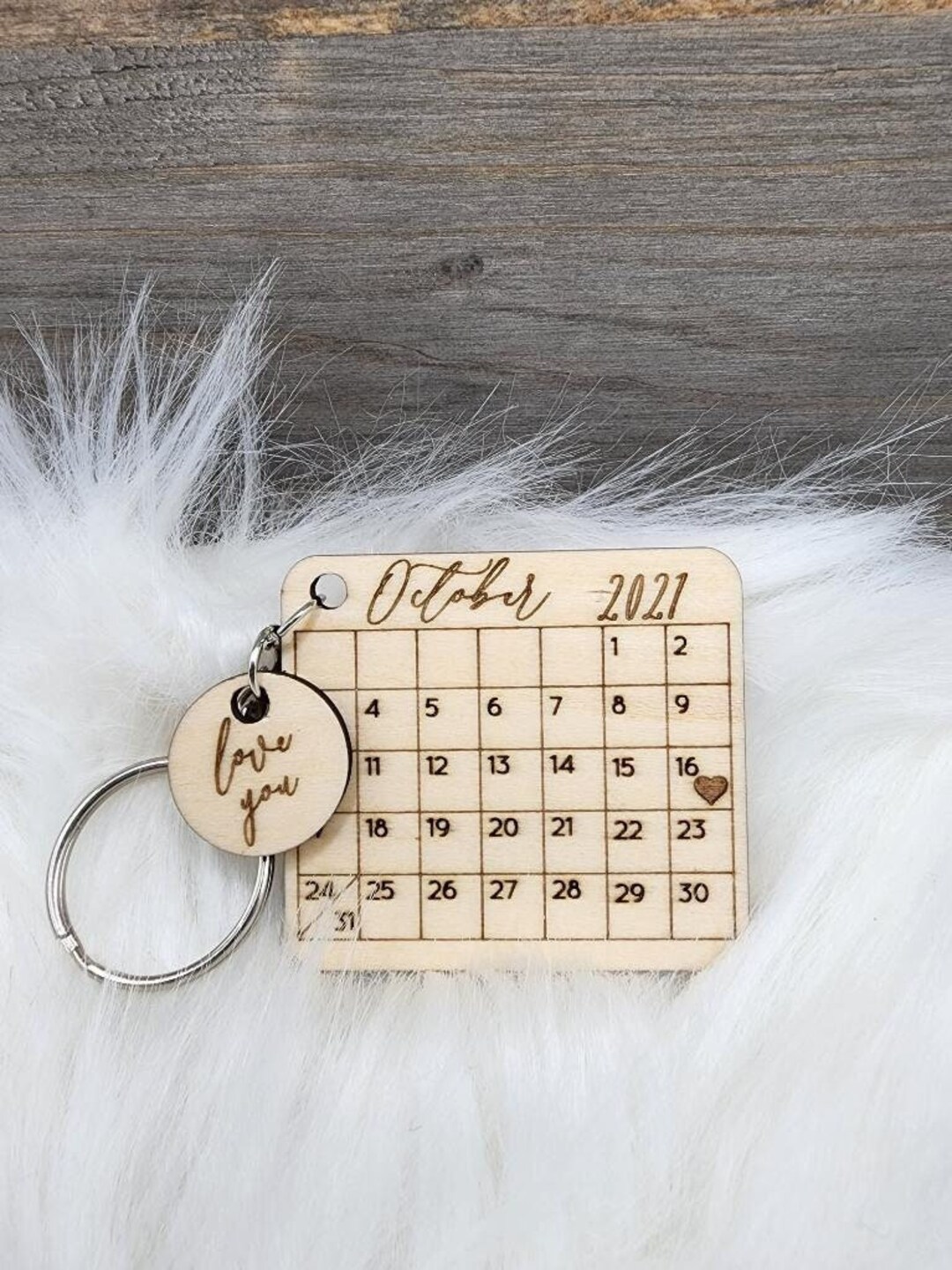 Custom Special Date Keychain | Wedding Date Calendar | Keychain Gift ...