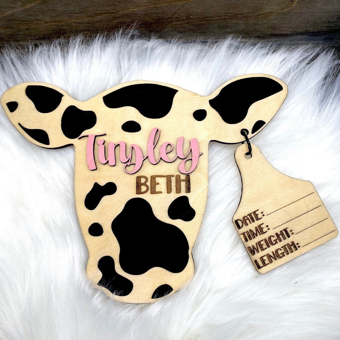 Custom Cow Baby Stats Hospital Sign for New Born Baby Photo Prop | Cow ...
