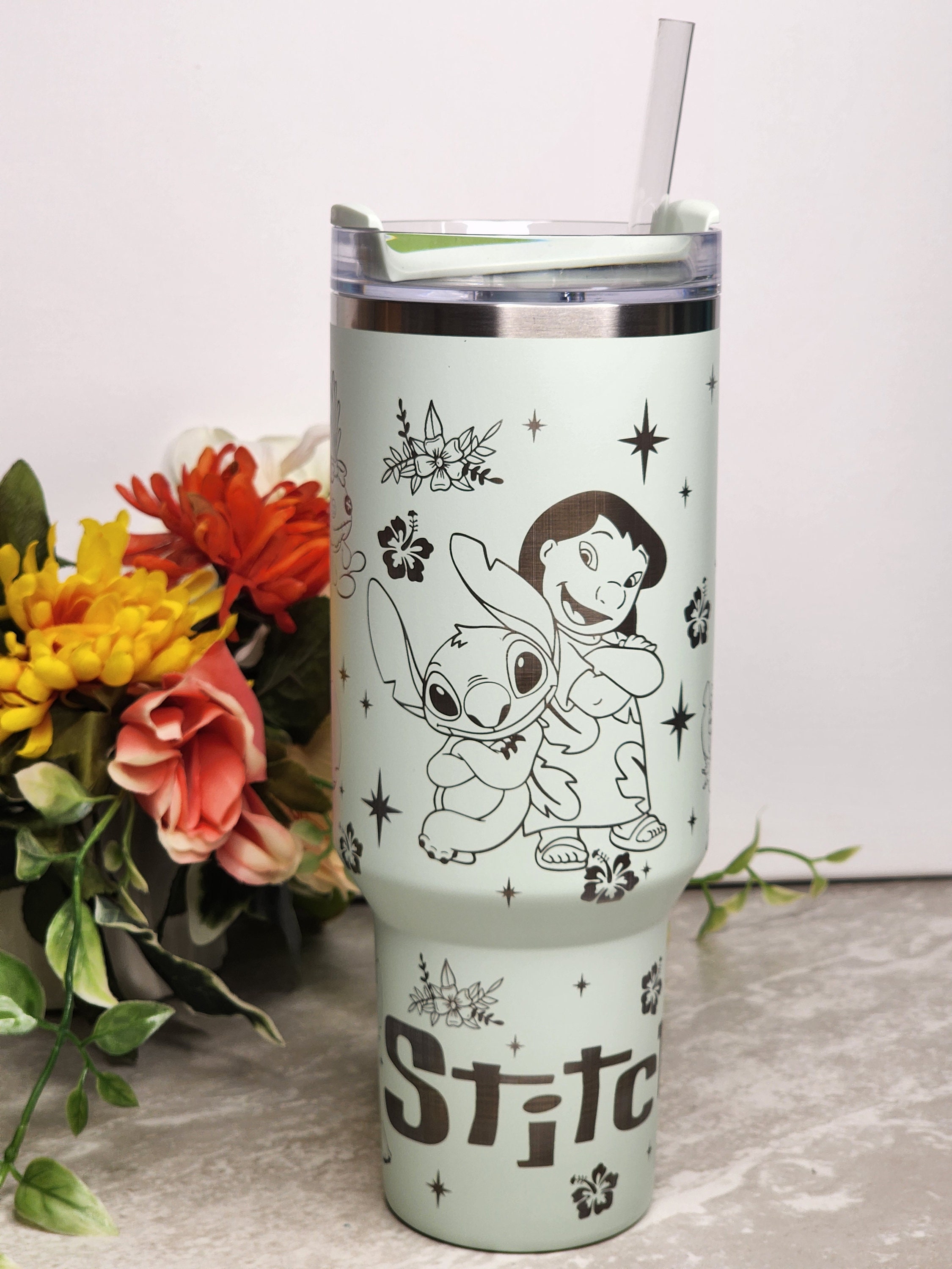 40oz Disney Lelo and Stitch Laser Engraved Authentic Stanley Quencher ...