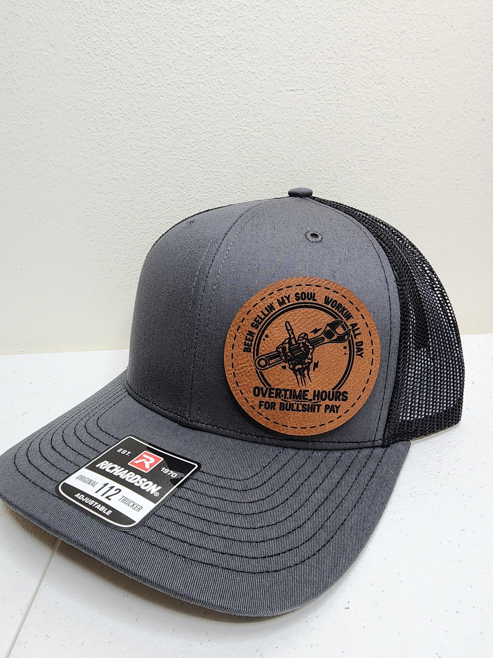 Richardson 112 Mesh Adjustable Trucker Hat With Engraved Patch Overtime ...