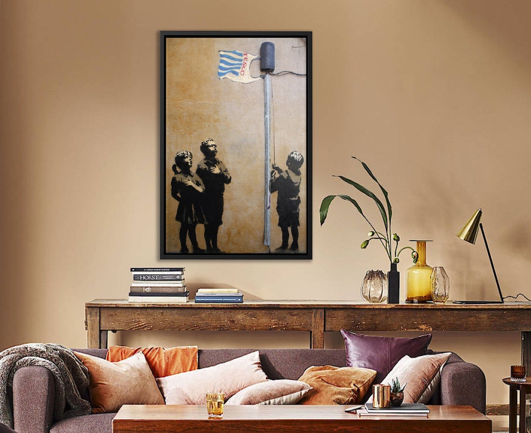 Banksy Canvas | Banksy-tesco Flag Children Wall Art | Street Graffiti ...