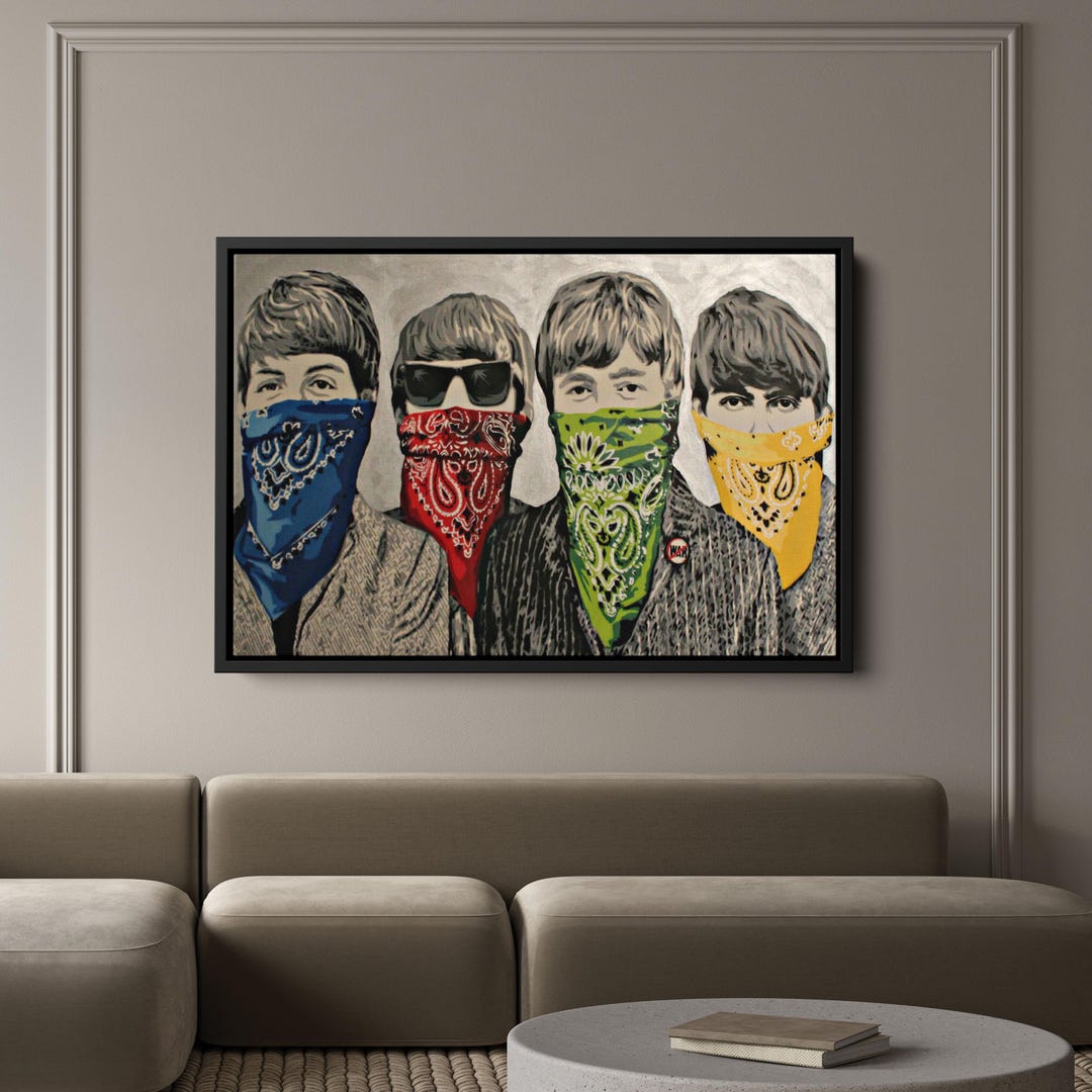 Banksy Beatles Canvas Art: Graffiti Rock and Roll Wall Hanging - Etsy