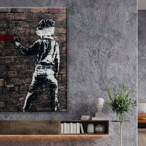 Banksy Street Kid Canvas/street-graffiti Art/banksy Kid/banksy - Etsy