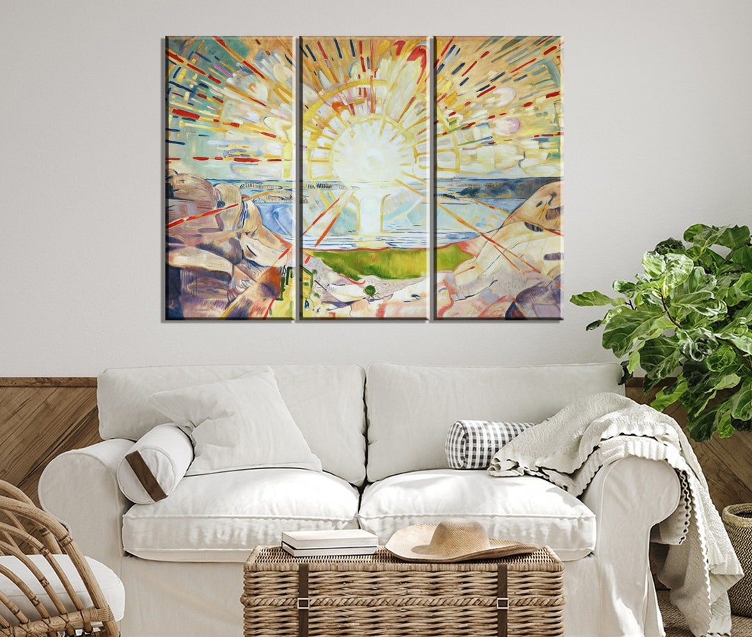 Edvard Munch Print the Sun Set of 3, the Sun Painting by Edvard Munch ...