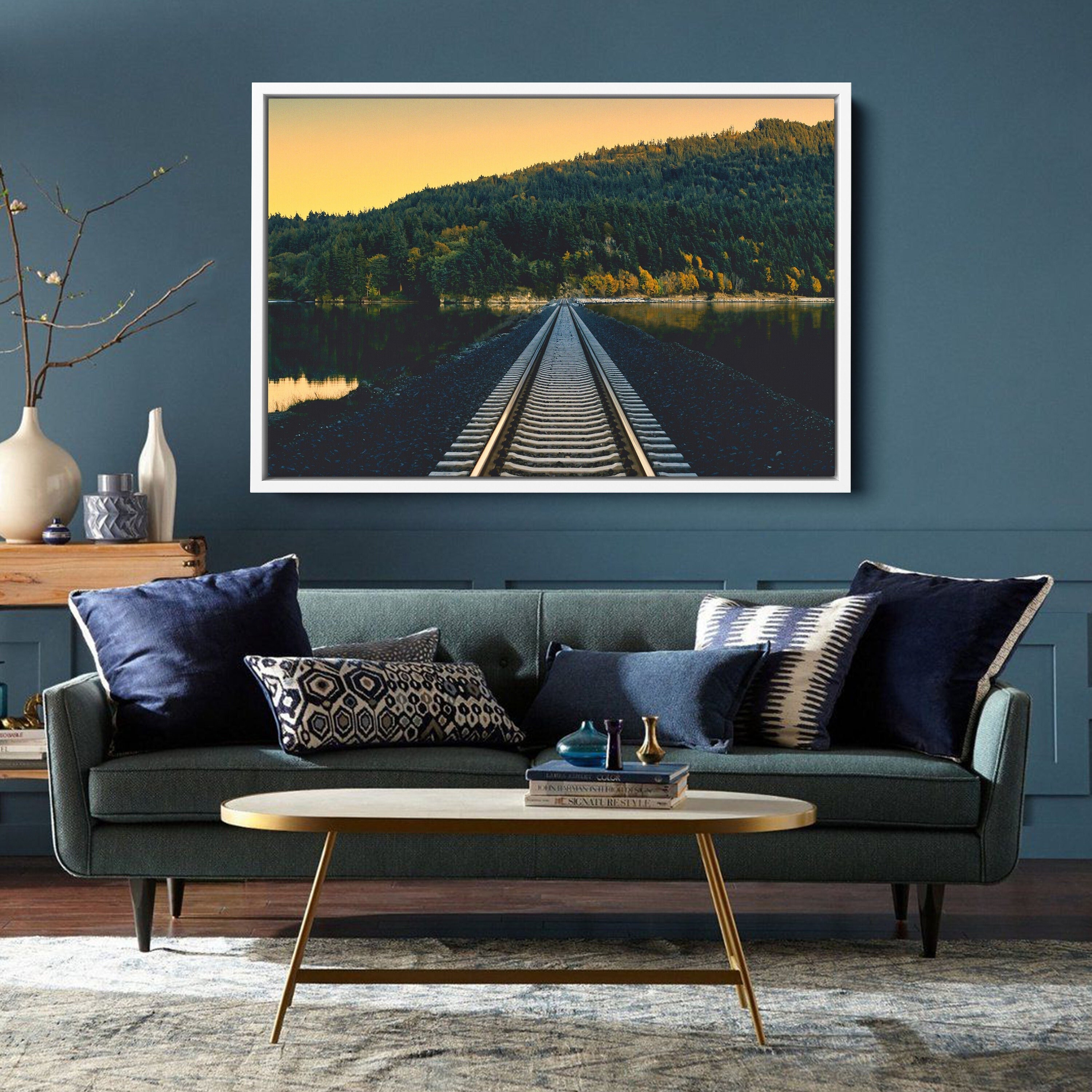 Railroad Wall Decor Canvas/train Track Canvas/landscape - Etsy