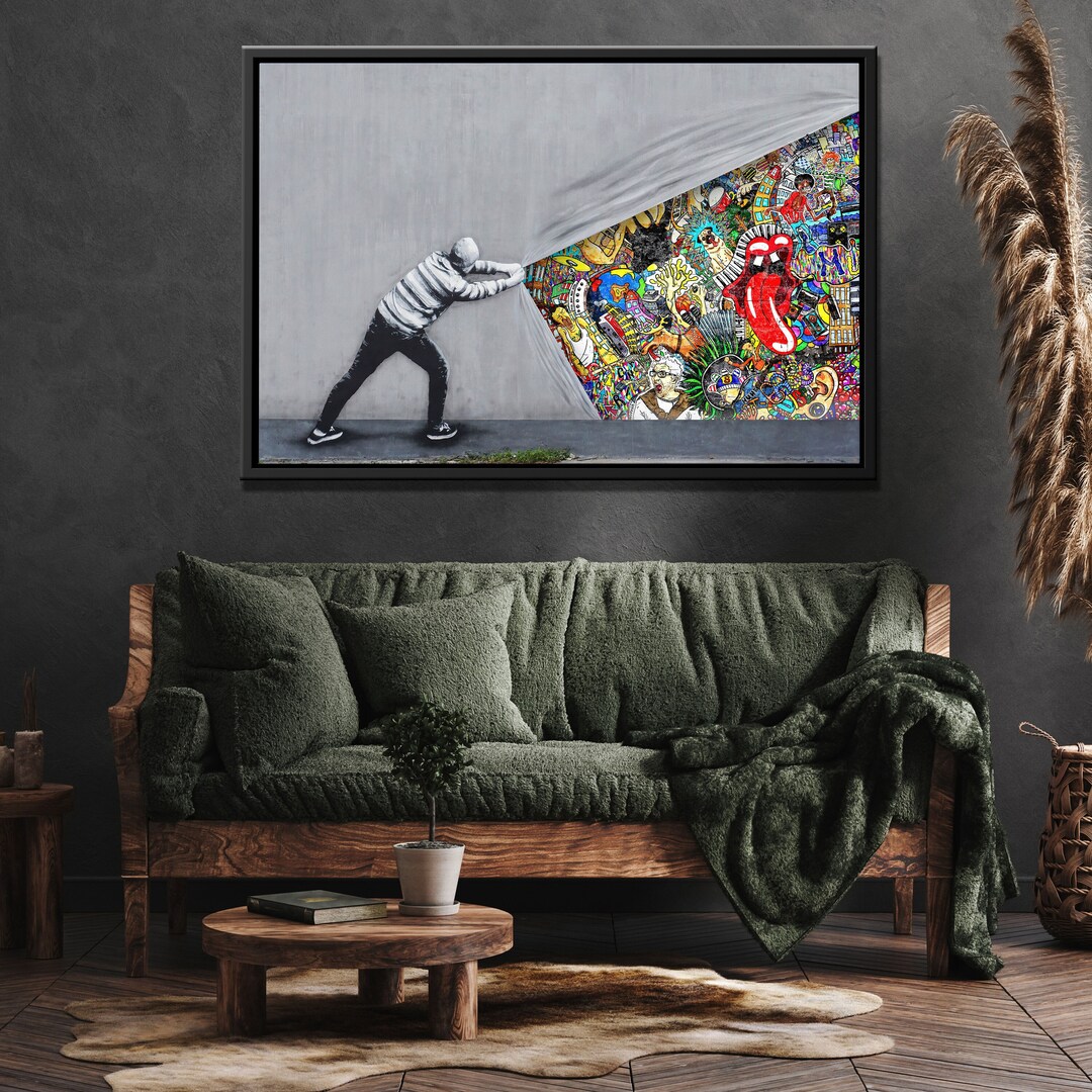 Banksy Canvas/ Banksy Behind the Curtain Canvas Art/urban Style Canvas ...