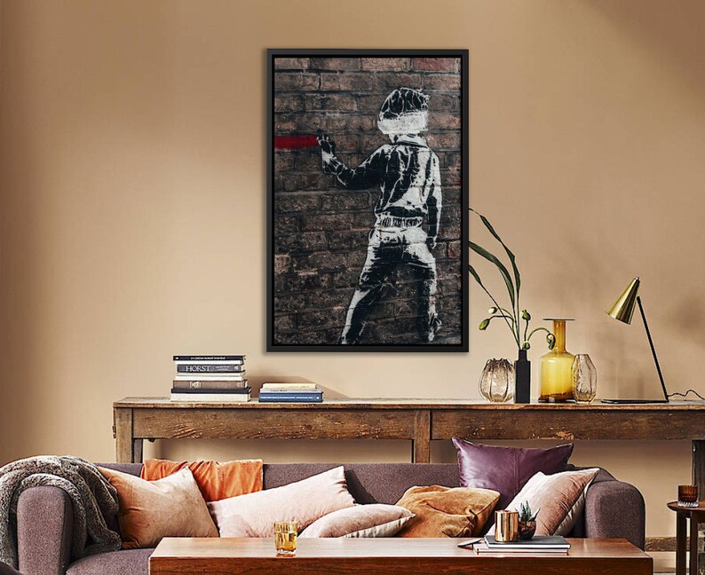 Banksy Street Kid Canvas/street-graffiti Art/banksy Kid/banksy - Etsy
