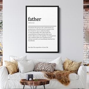 Father Definition Print Gift for Dad Father Meaning Dictionary Father ...