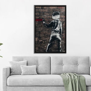 Banksy Street Kid Canvas/street-graffiti Art/banksy Kid/banksy - Etsy