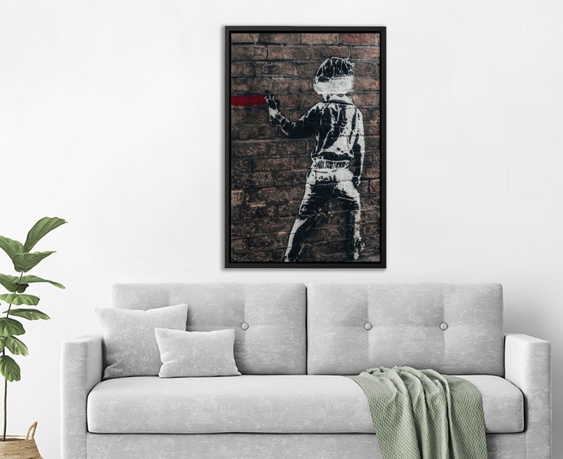 Banksy Street Kid Canvas/street-graffiti Art/banksy Kid/banksy - Etsy