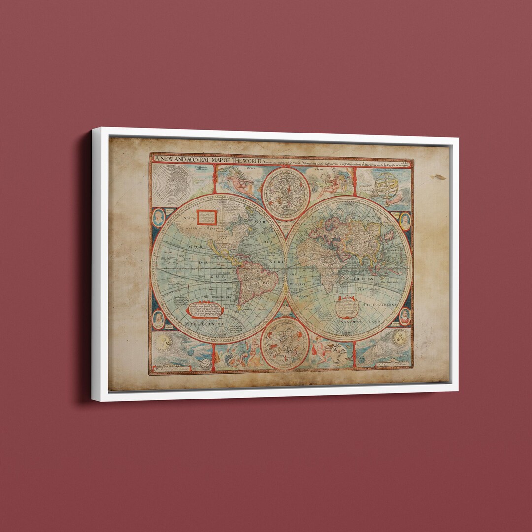Vintage World Map Art Canvas 40% OFF Inspirational Home Decor, Ready to ...