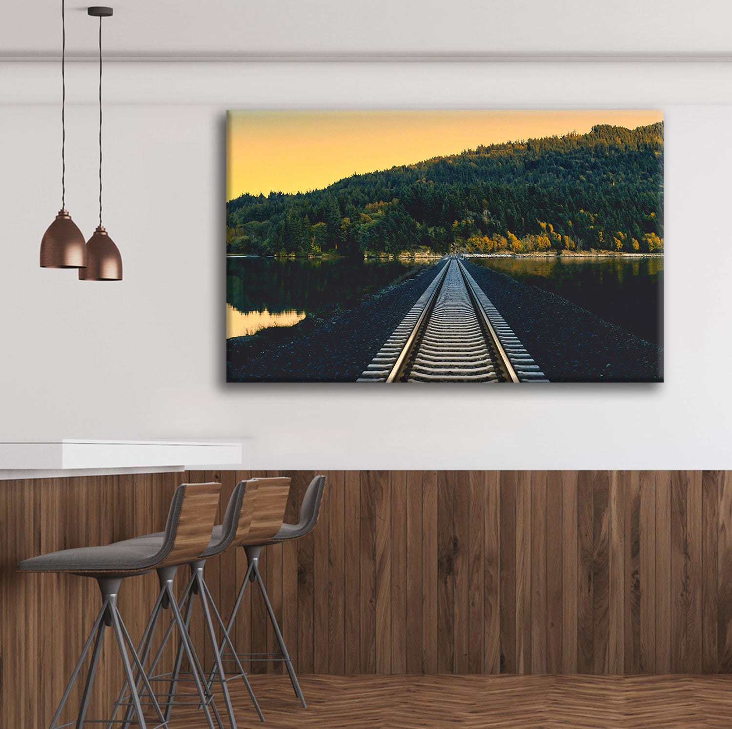 Railroad Wall Decor Canvas/train Track Canvas/landscape - Etsy