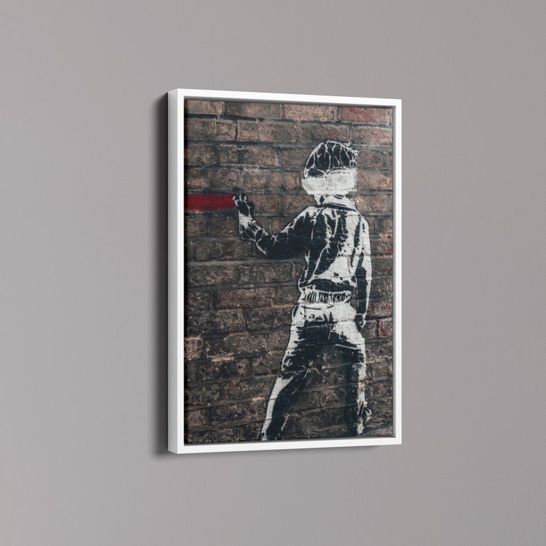 Banksy Street Kid Canvas/street-graffiti Art/banksy Kid/banksy - Etsy