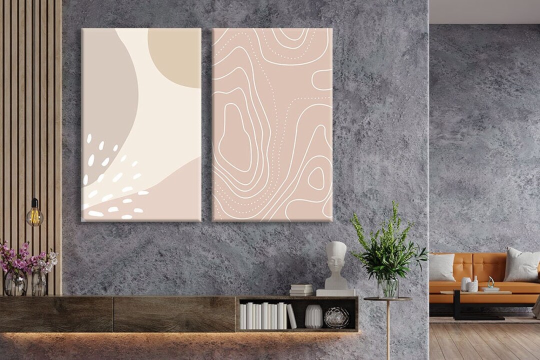 Boho Style Pastel Color Canvas/minimalism/beige Wall Art Prints/bohem ...