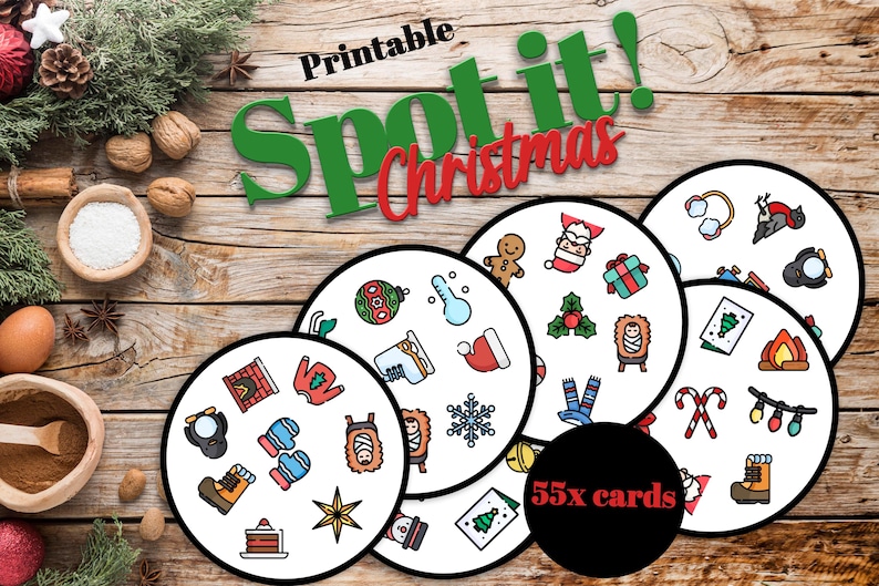 Christmas Dobble/spot It Card Game - Digital Download - Printable Game ...