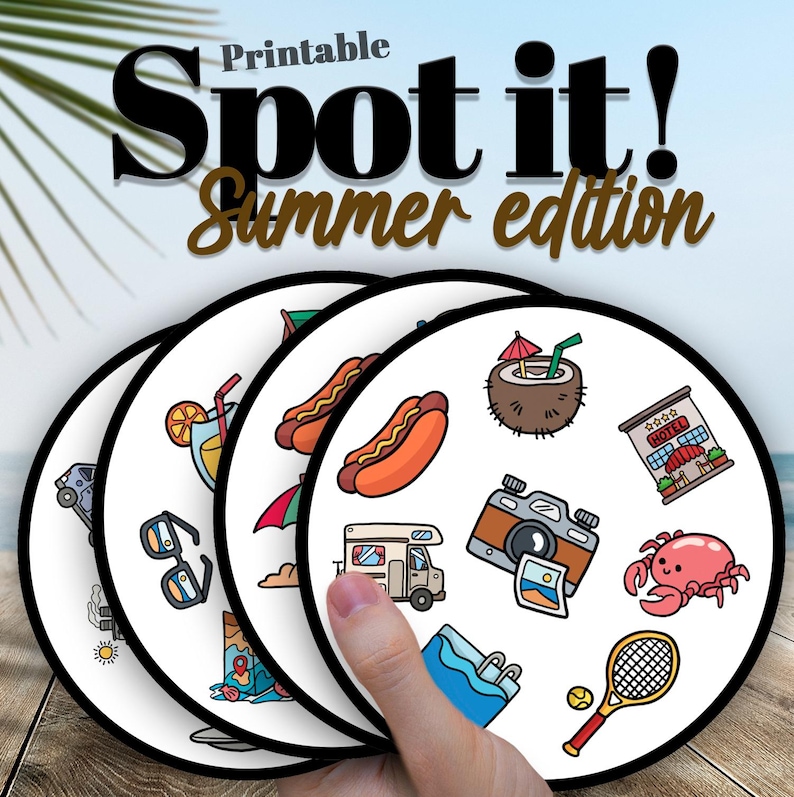 Summer Dobble/spot It Card Game - Digital Download - Printable Game - Etsy