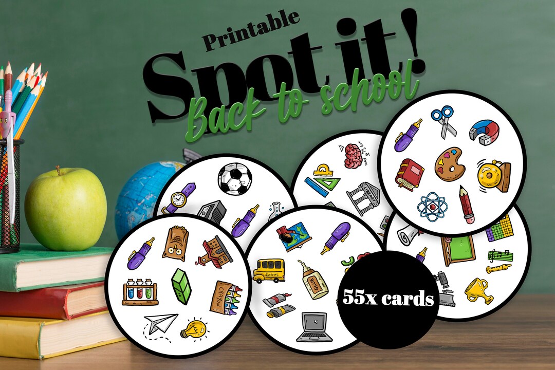 Back to School Dobble/spot It Card Game - Digital Download - Printable ...