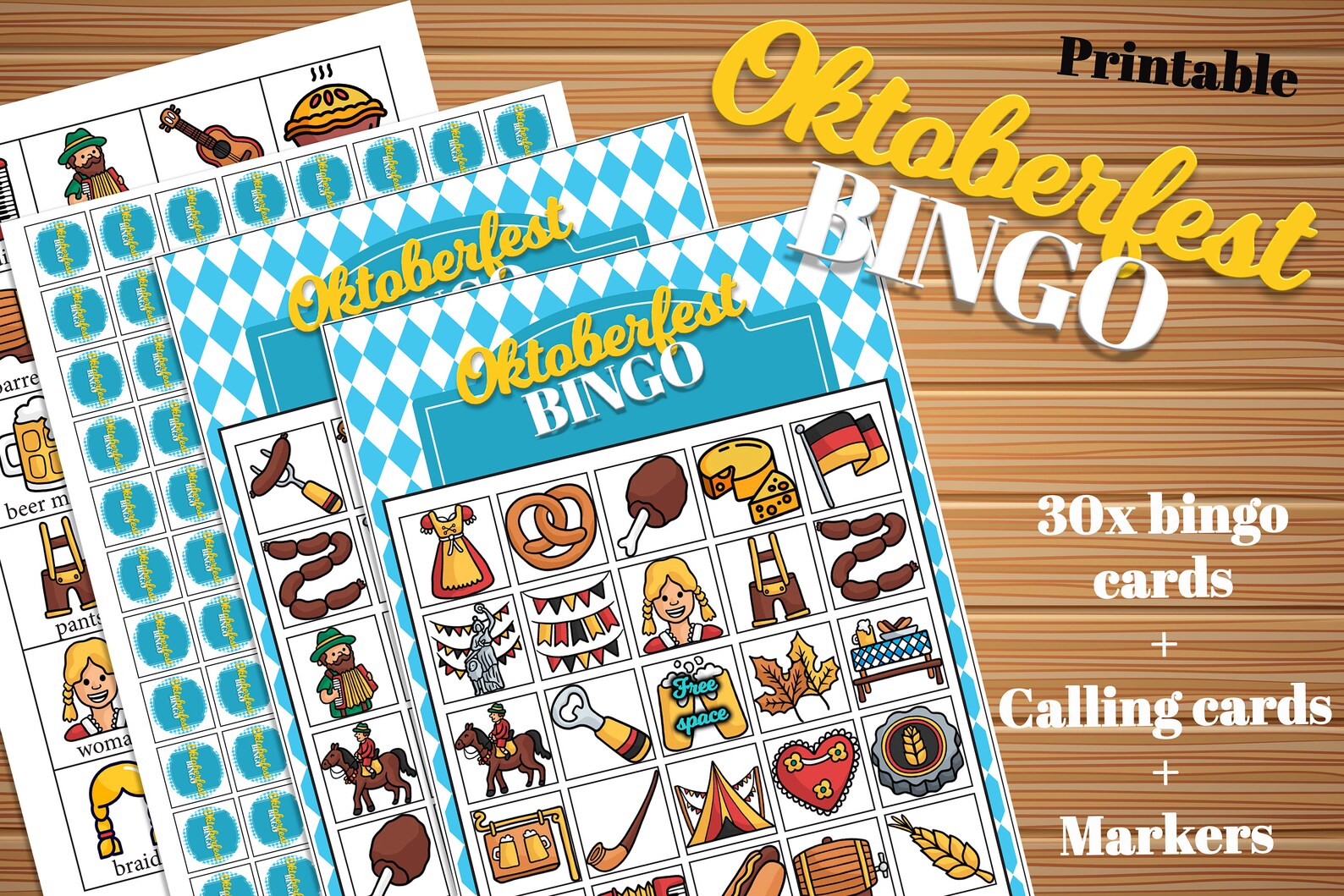 Oktoberfest _ Bingo Cards _ 30x Cards 5x5 PDF - Etsy