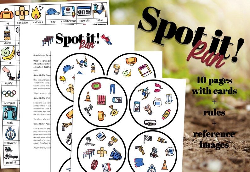 Run Dobble/spot It Card Game - Digital Download - Printable Game - Etsy