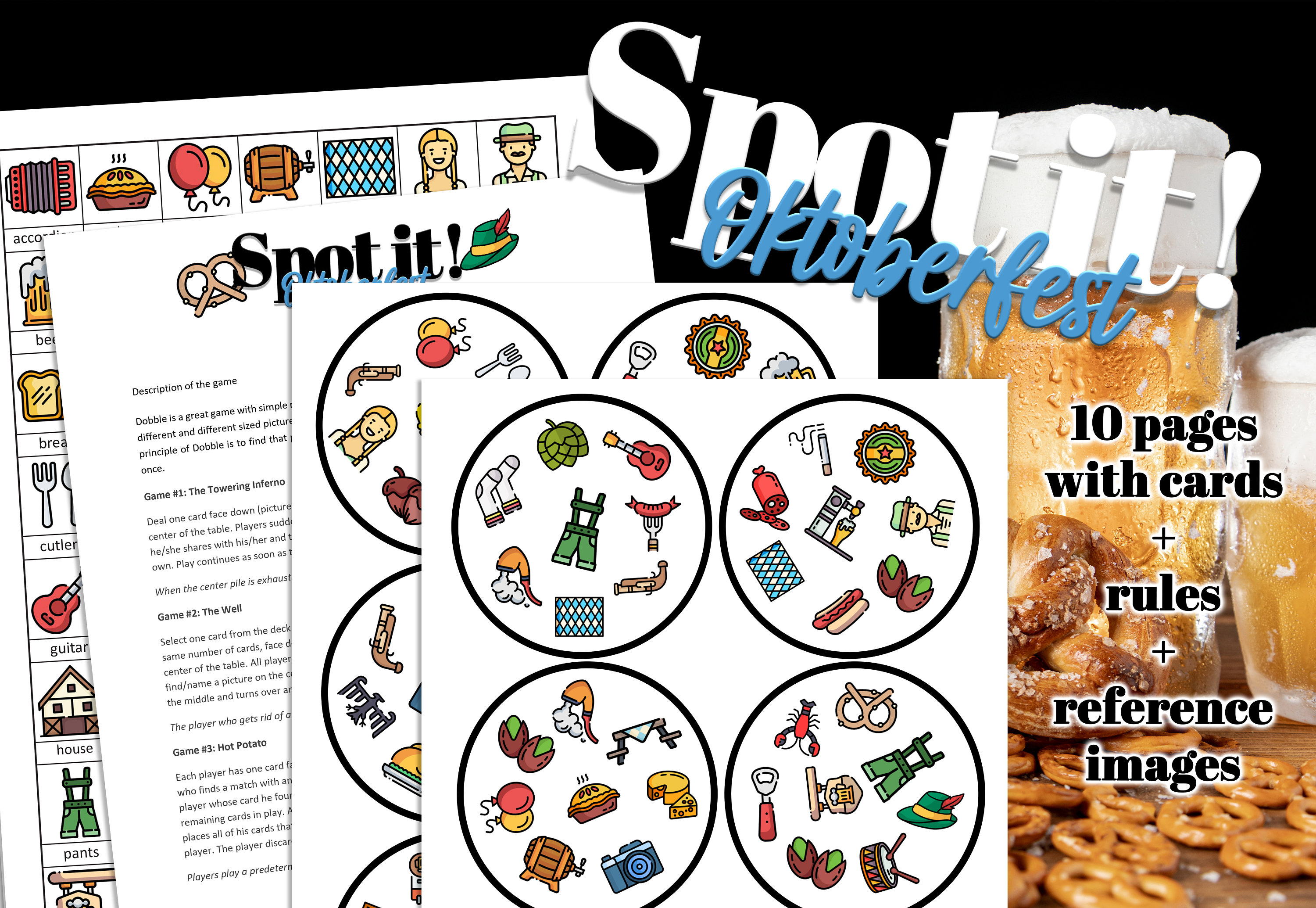 Oktoberfest Dobble/spot It Card Game - Digital Download - Printable ...