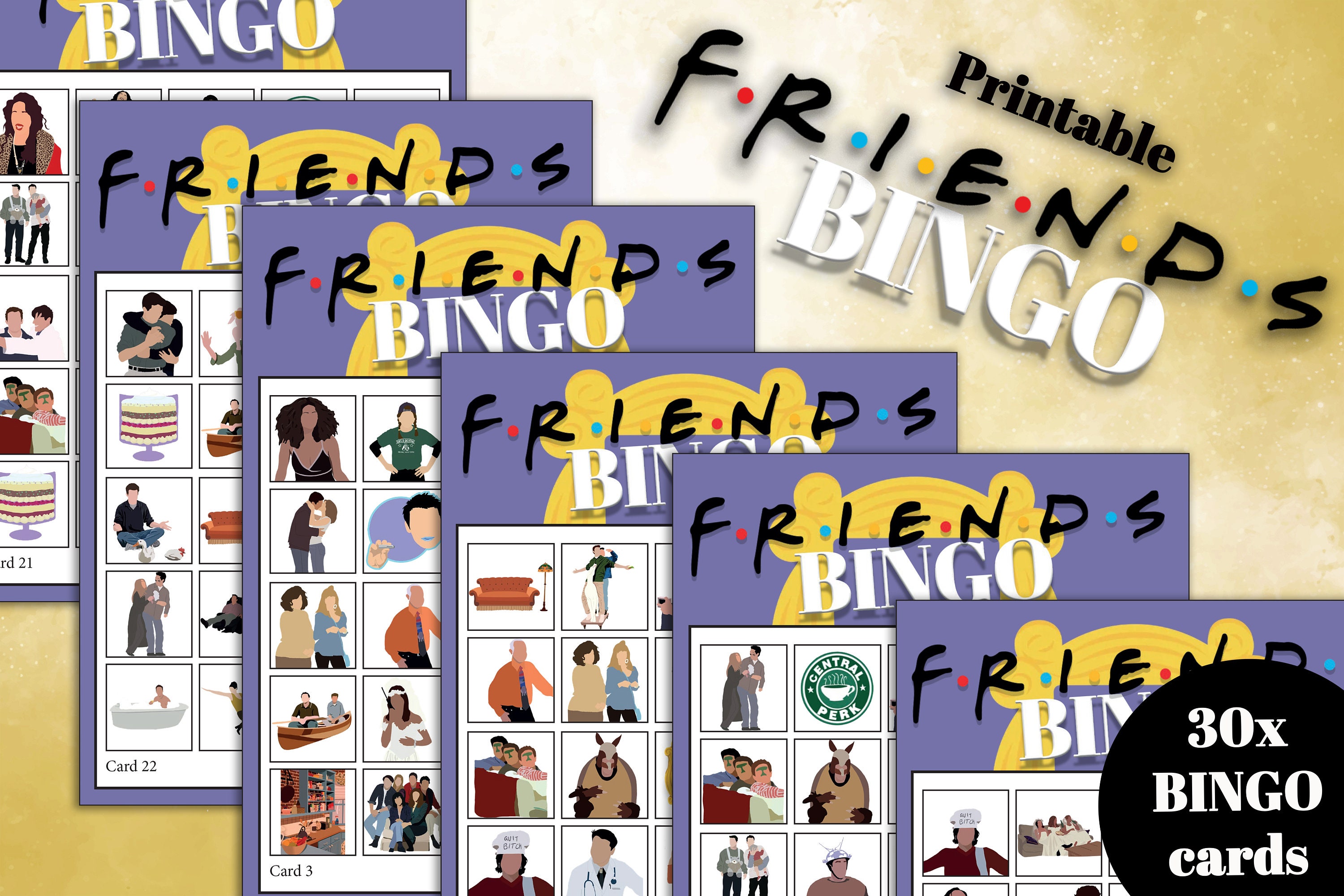 Friends _ Bingo Cards _ 30x Cards 5x5 PDF - Etsy