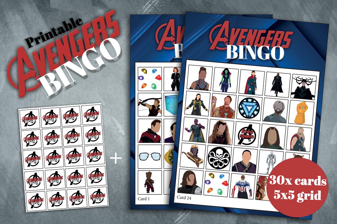 Avengers _ Bingo Cards _ 30x Cards 5x5 PDF - Etsy