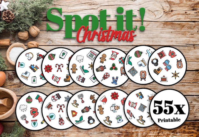 Christmas Dobble/spot It Card Game - Digital Download - Printable Game ...