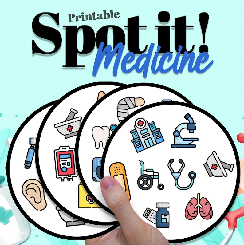 Medicine Dobble/spot It Card Game - Digital Download - Printable Game ...