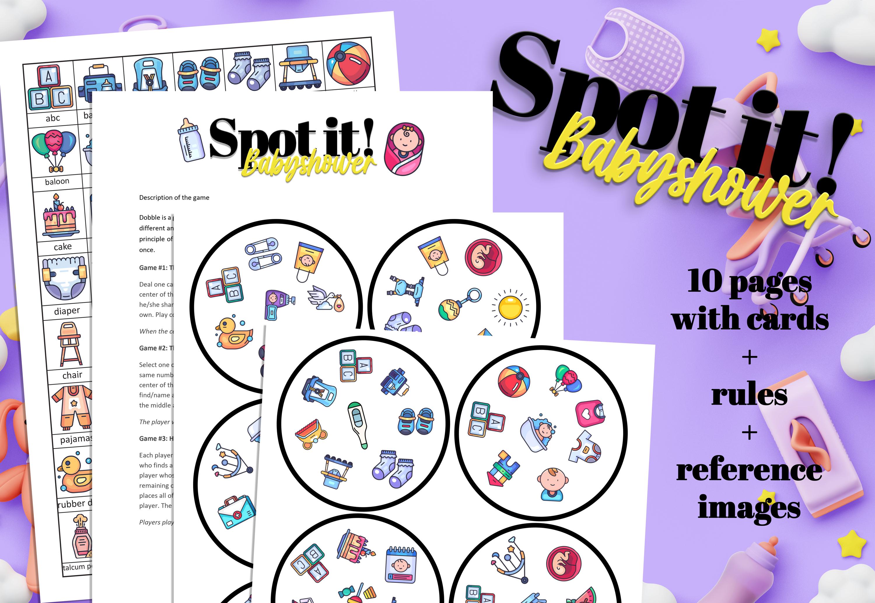 Baby Shower Dobble/spot It Card Game - Digital Download - Printable ...