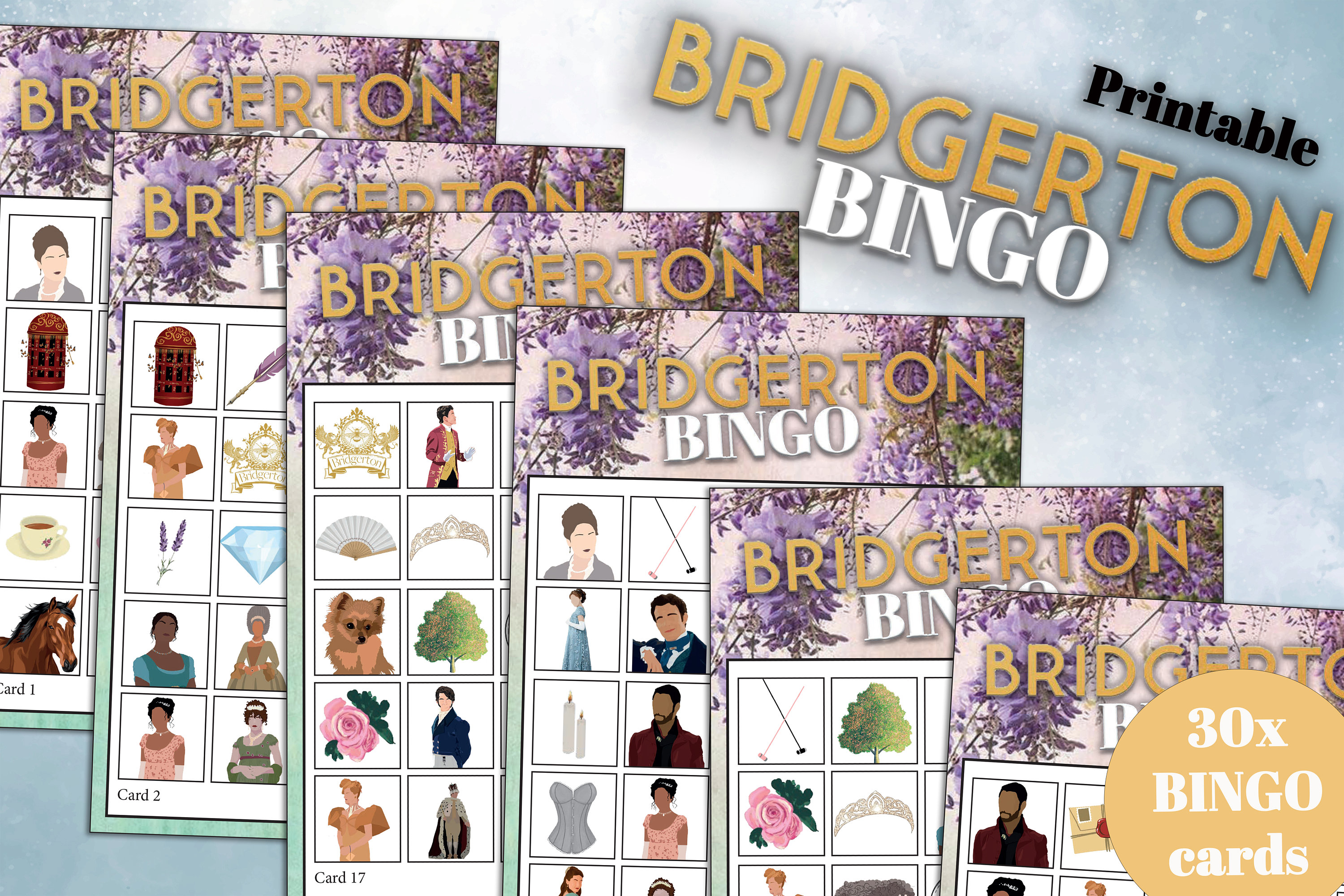 Bridgerton _ Bingo Cards _ 30x Cards 5x5 PDF - Etsy