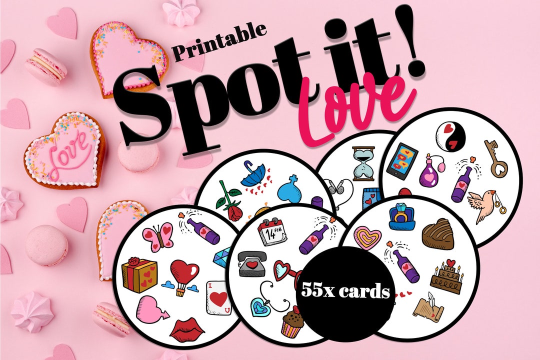 Love Dobble/spot It Card Game - Digital Download - Printable Game - Etsy