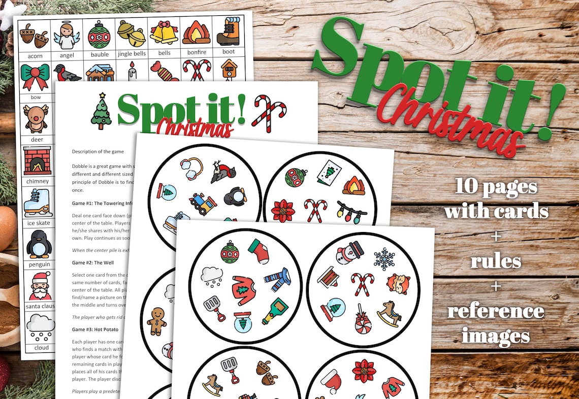 Christmas Dobble/spot It Card Game - Digital Download - Printable Game ...