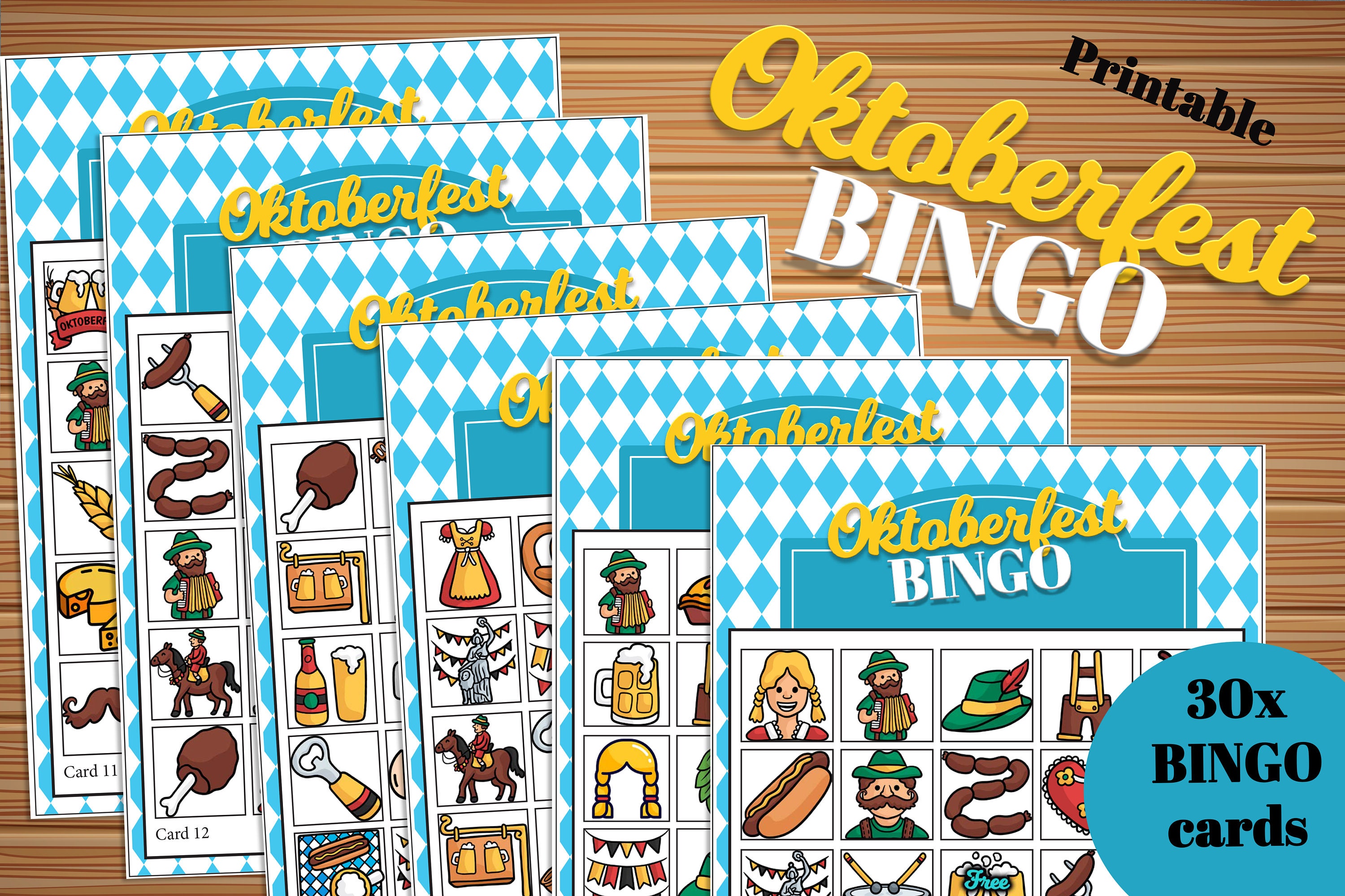 Oktoberfest _ Bingo Cards _ 30x Cards 5x5 PDF - Etsy