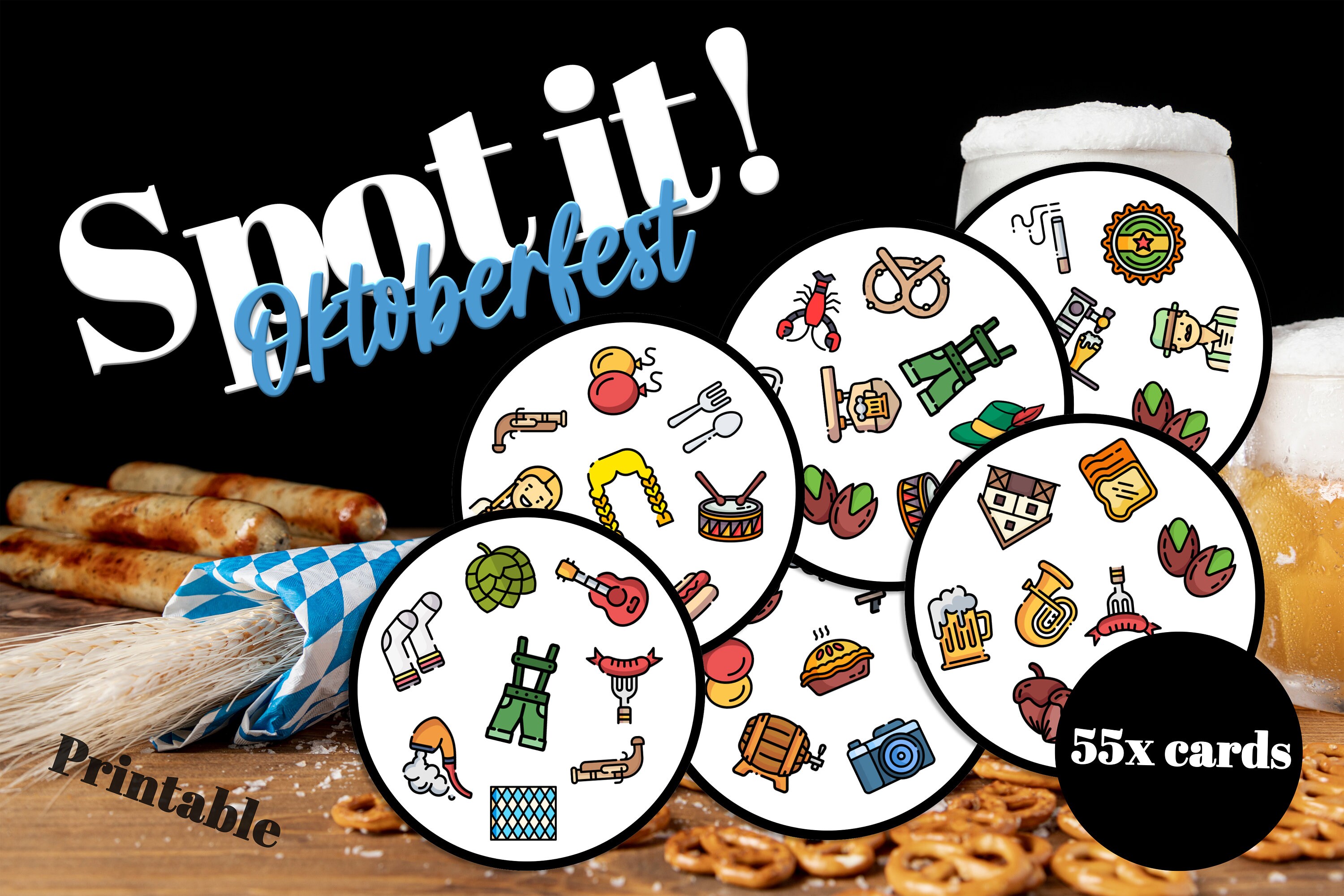 Oktoberfest Dobble/spot It Card Game Digital Download Printable Game - Etsy
