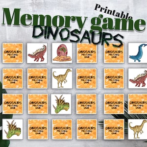 Memory/matching Game - Dinosaurus - Printable Game for Kids, Activity ...