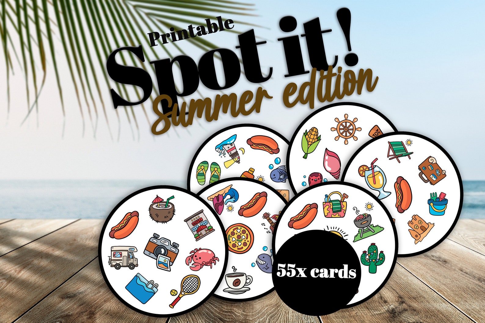 Summer Dobble/spot It Card Game - Digital Download - Printable Game - Etsy