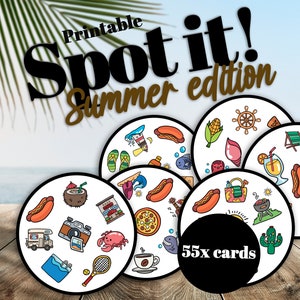 Summer Dobble/spot It Card Game - Digital Download - Printable Game - Etsy