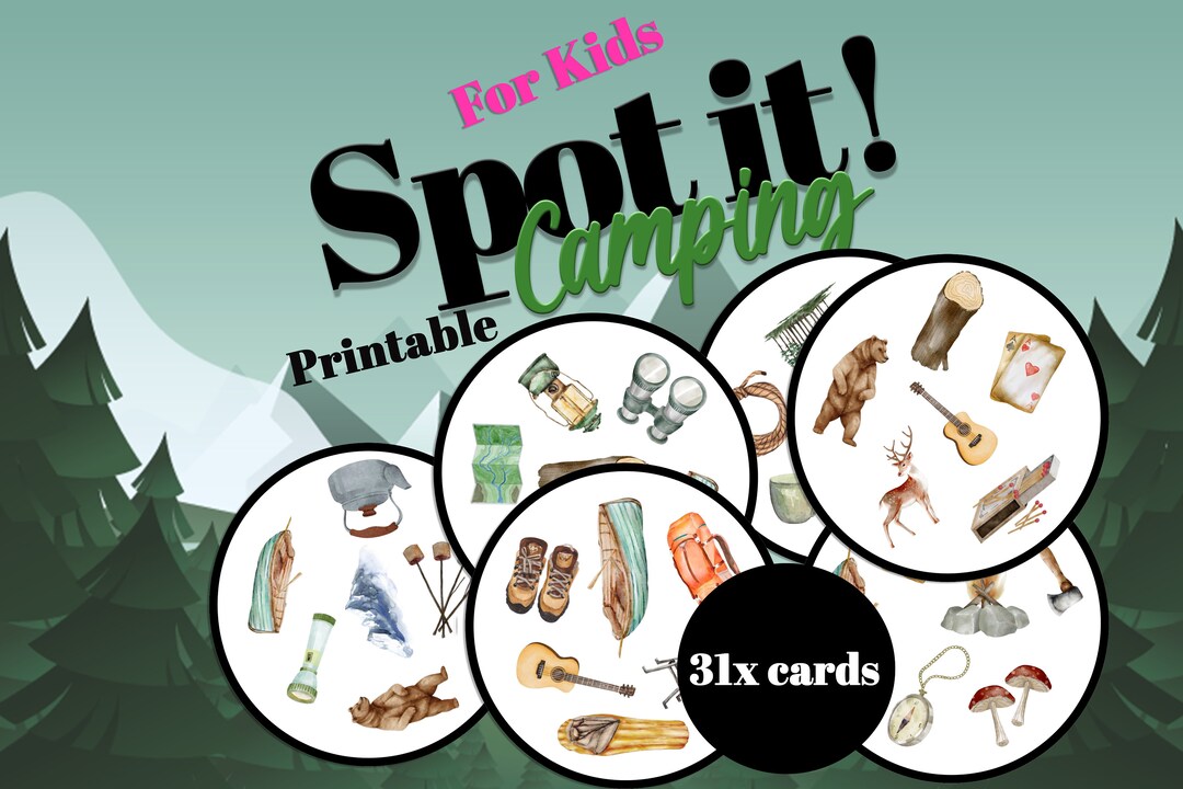 Camping Dobble/spot It Card Game- for Kids - Digital Download ...