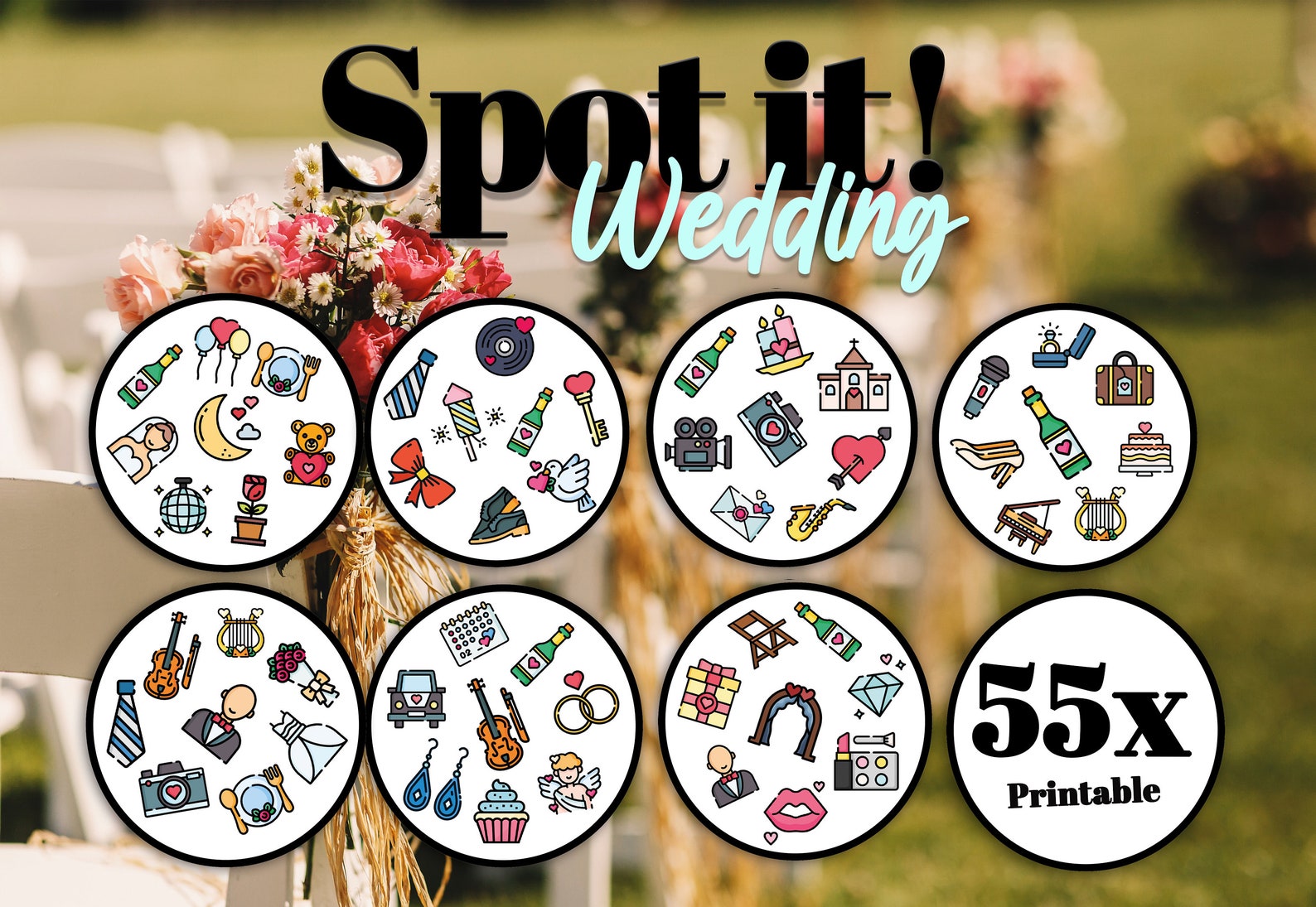 Wedding Dobble/spot It Card Game - Digital Download - Printable Game - Etsy