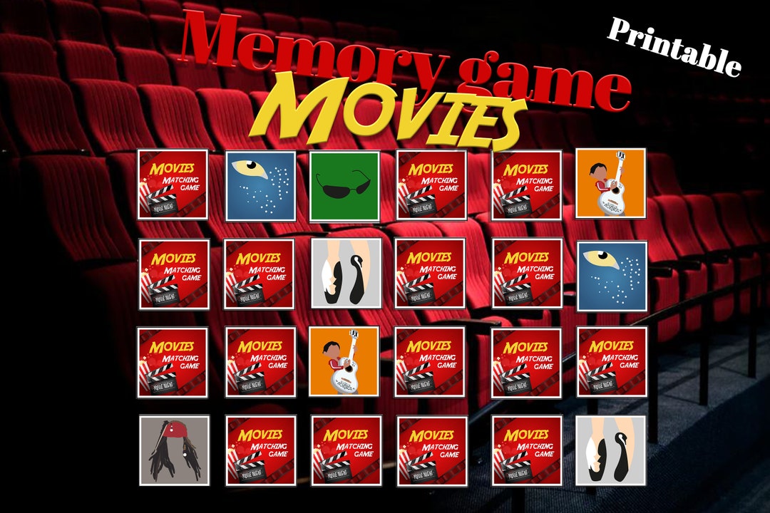 Memory/matching Game - Movies/film - Printable Game for Kids, for ...