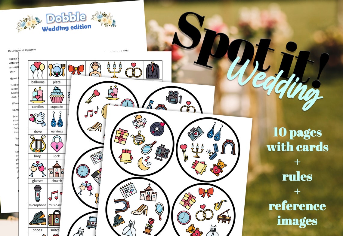 Wedding Dobble/spot It Card Game - Digital Download - Printable Game - Etsy