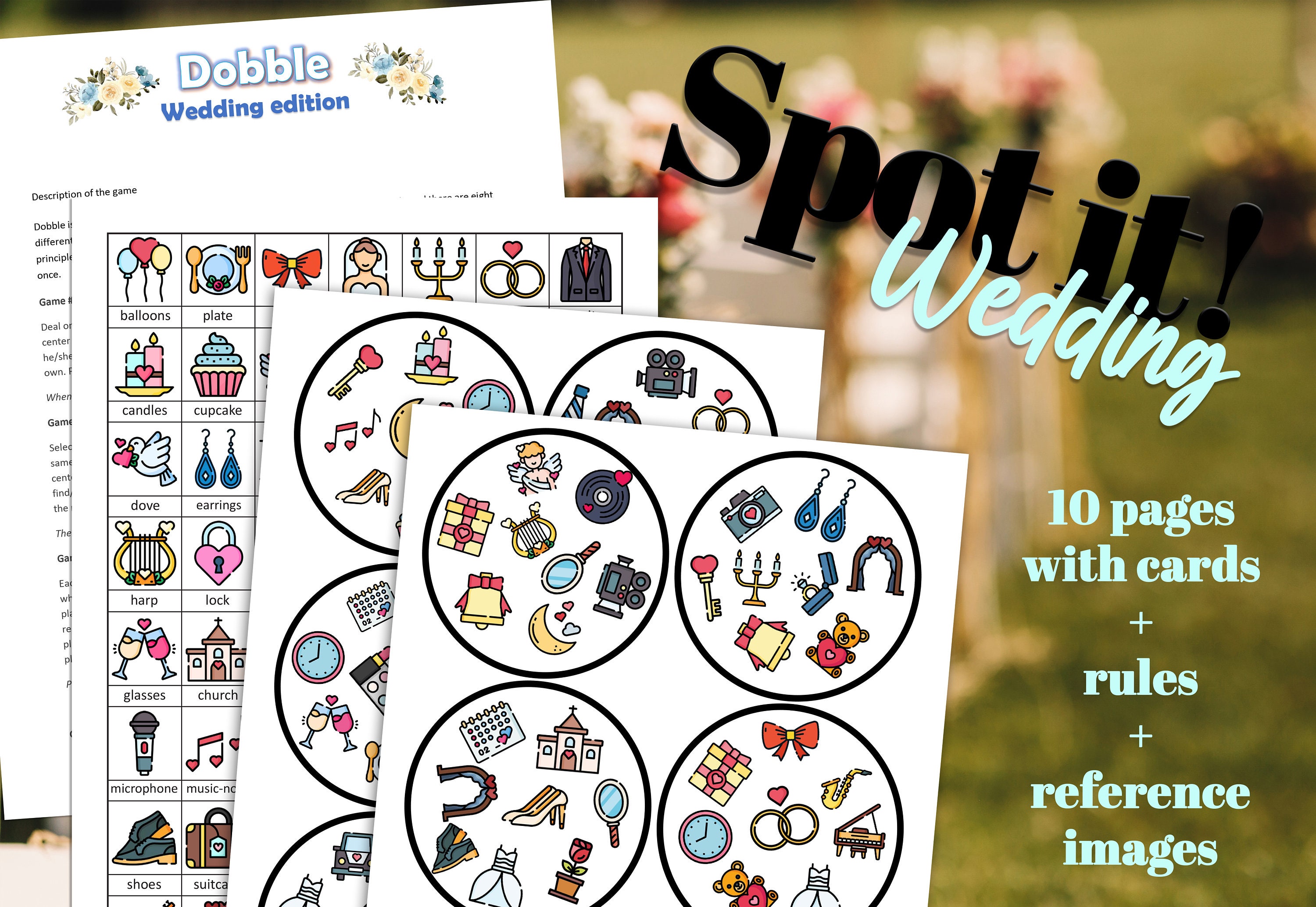 Wedding Dobble/spot It Card Game - Digital Download - Printable Game - Etsy